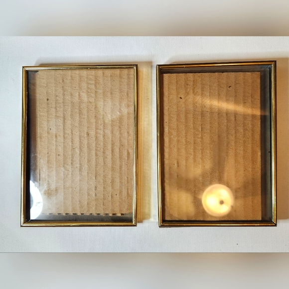 Accents | Photo Frame Pair Brass Mcm Gold Tone Metal Shadowbox Holds ...